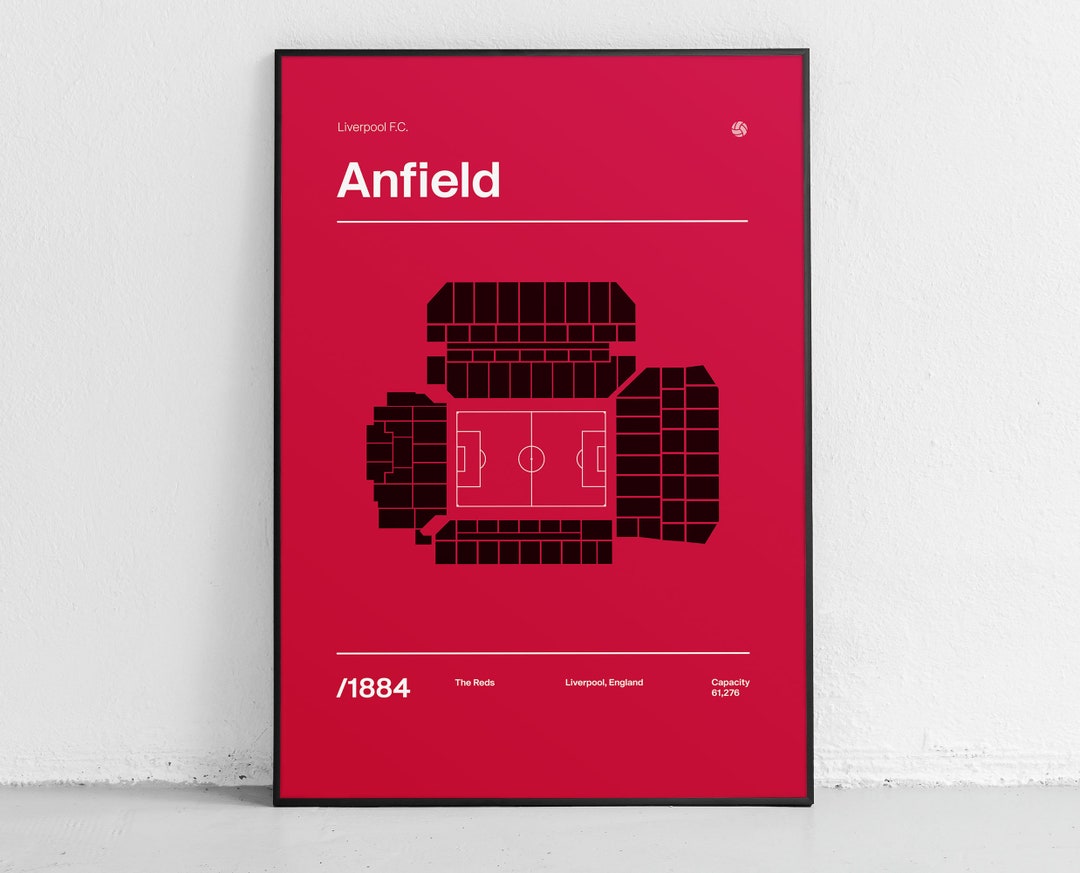Anfield Stadium Poster, Liverpool Football Poster, Mid Century Modern ...