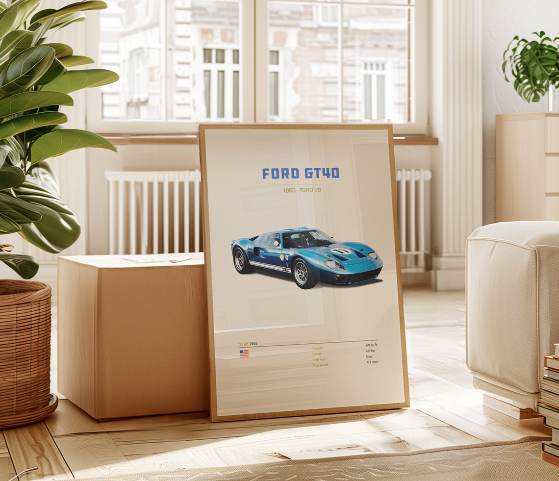 Ford GT40 Poster GT40 Poster Ford GT40 Ford GT40 Wall Art Vintage ...