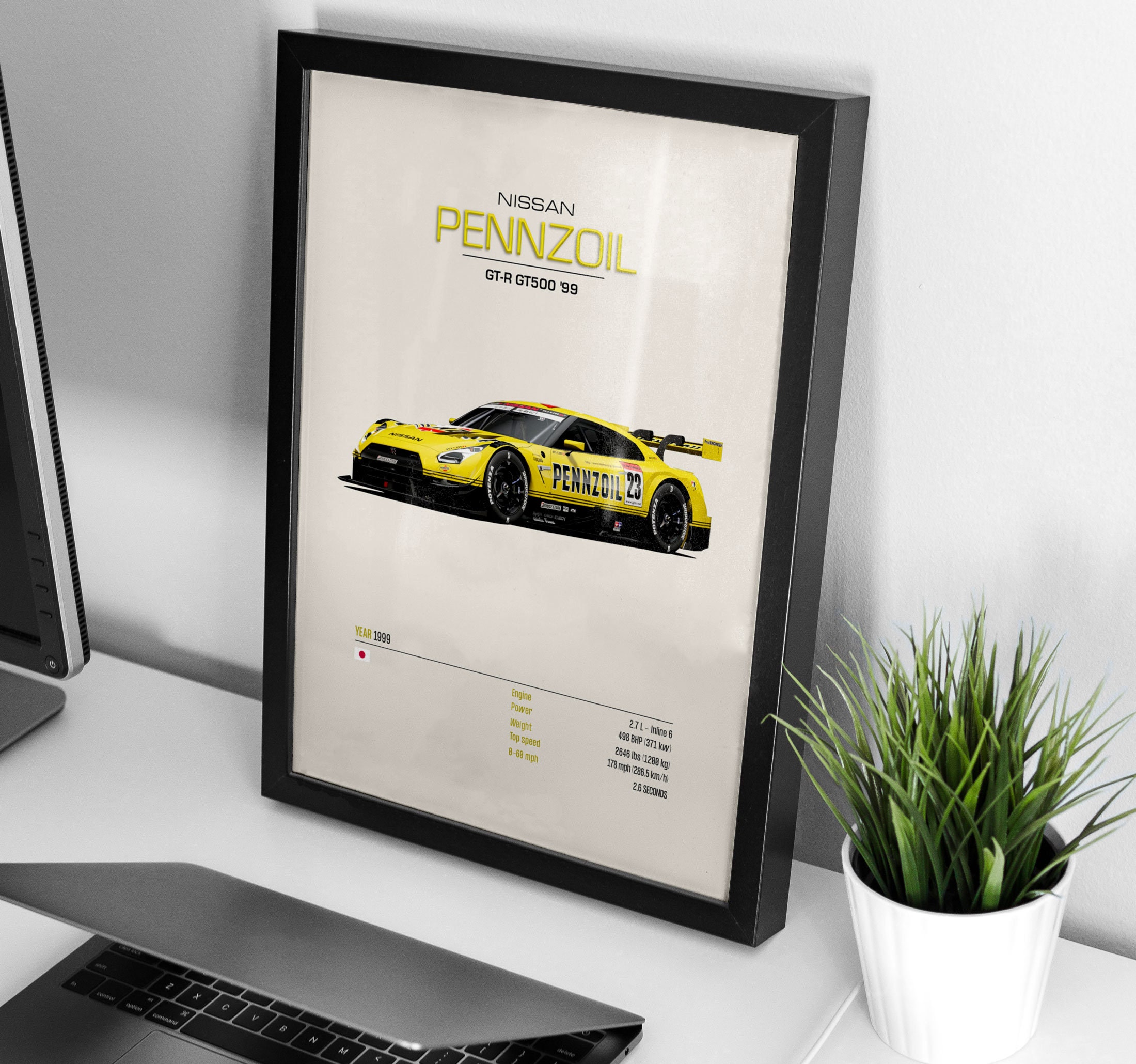 Nissan GT-R GT500 99 Gran Turismo Car Poster Nissan PENNZOIL Nismo GT-R ...
