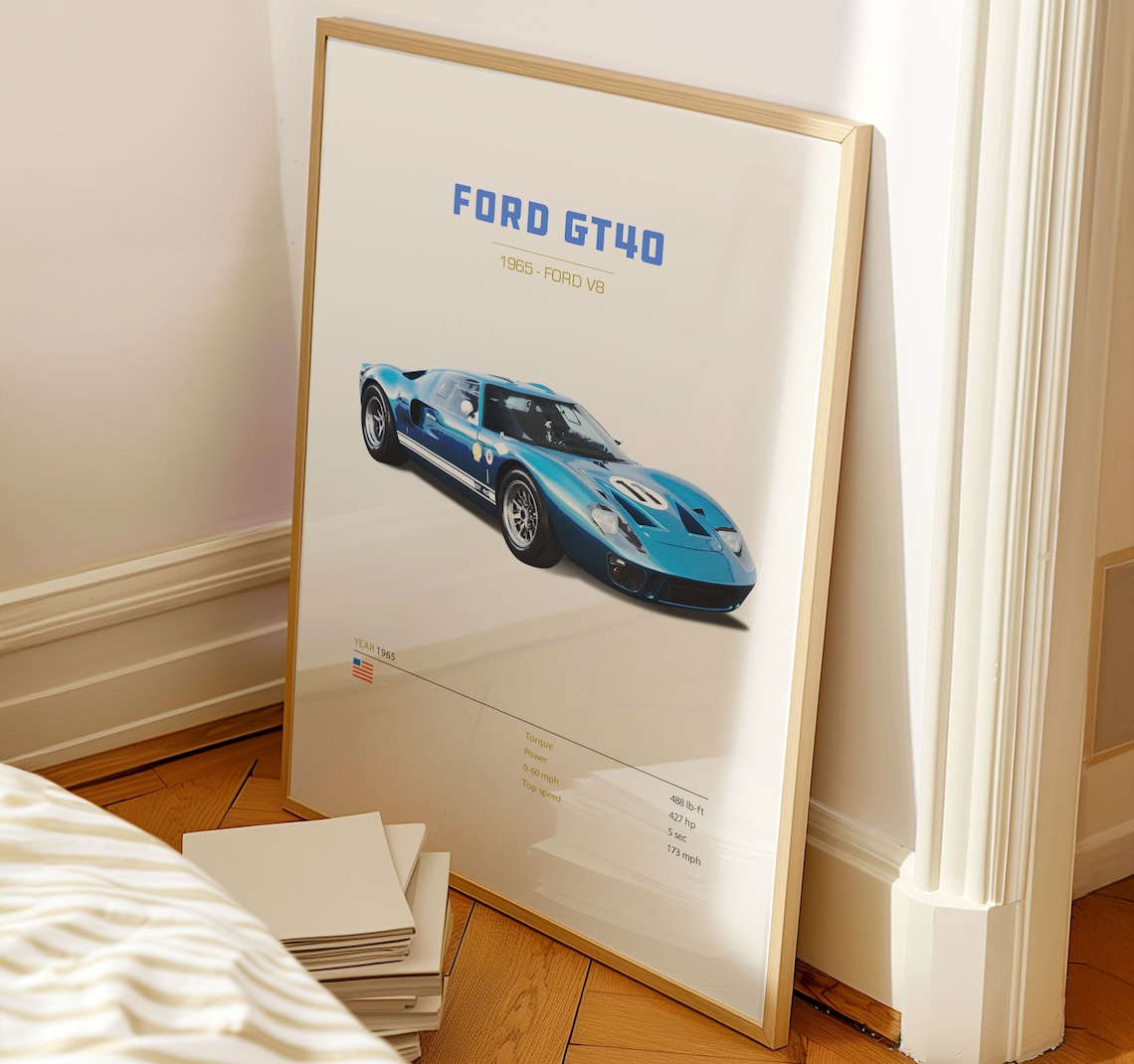 Ford GT40 Poster GT40 Poster Ford GT40 Ford GT40 Wall Art Vintage ...