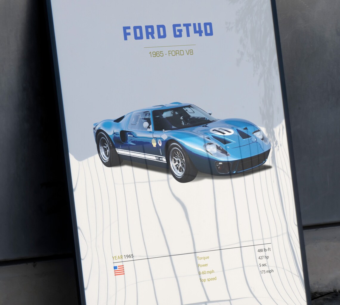 Ford GT40 Poster GT40 Poster Ford GT40 Ford GT40 Wall Art Vintage ...