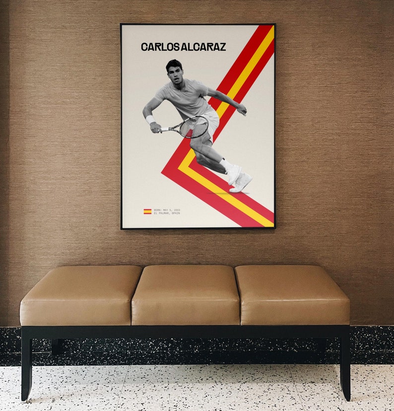 Carlos Alcaraz Retro Inspired Design Alcaraz Poster Tennis Poster ...
