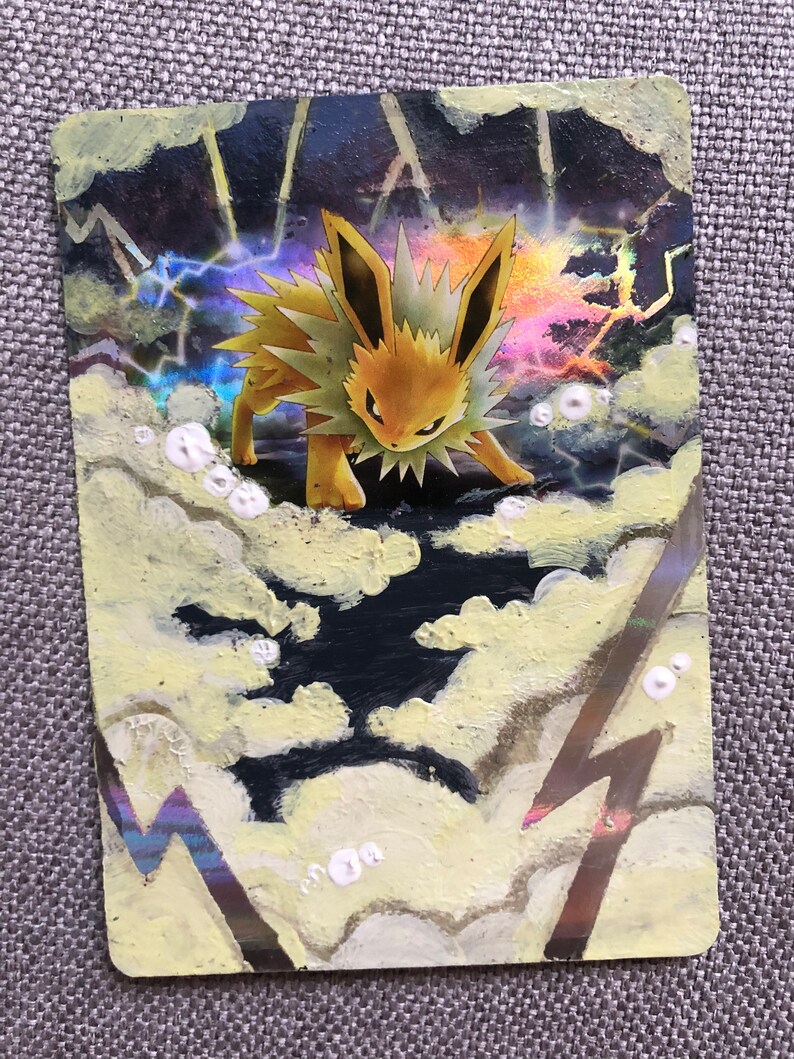 Jolteon, Custom Hand Painted Pokémon Card - Etsy
