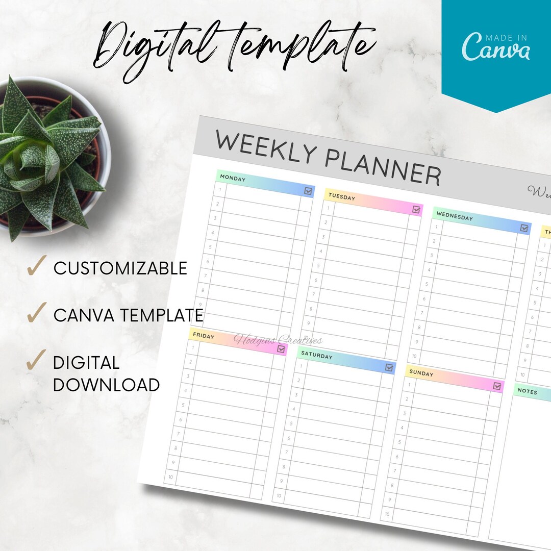 EDITABLE Minimalist Weekly Organizer Sheet, Daily Time Managment ...