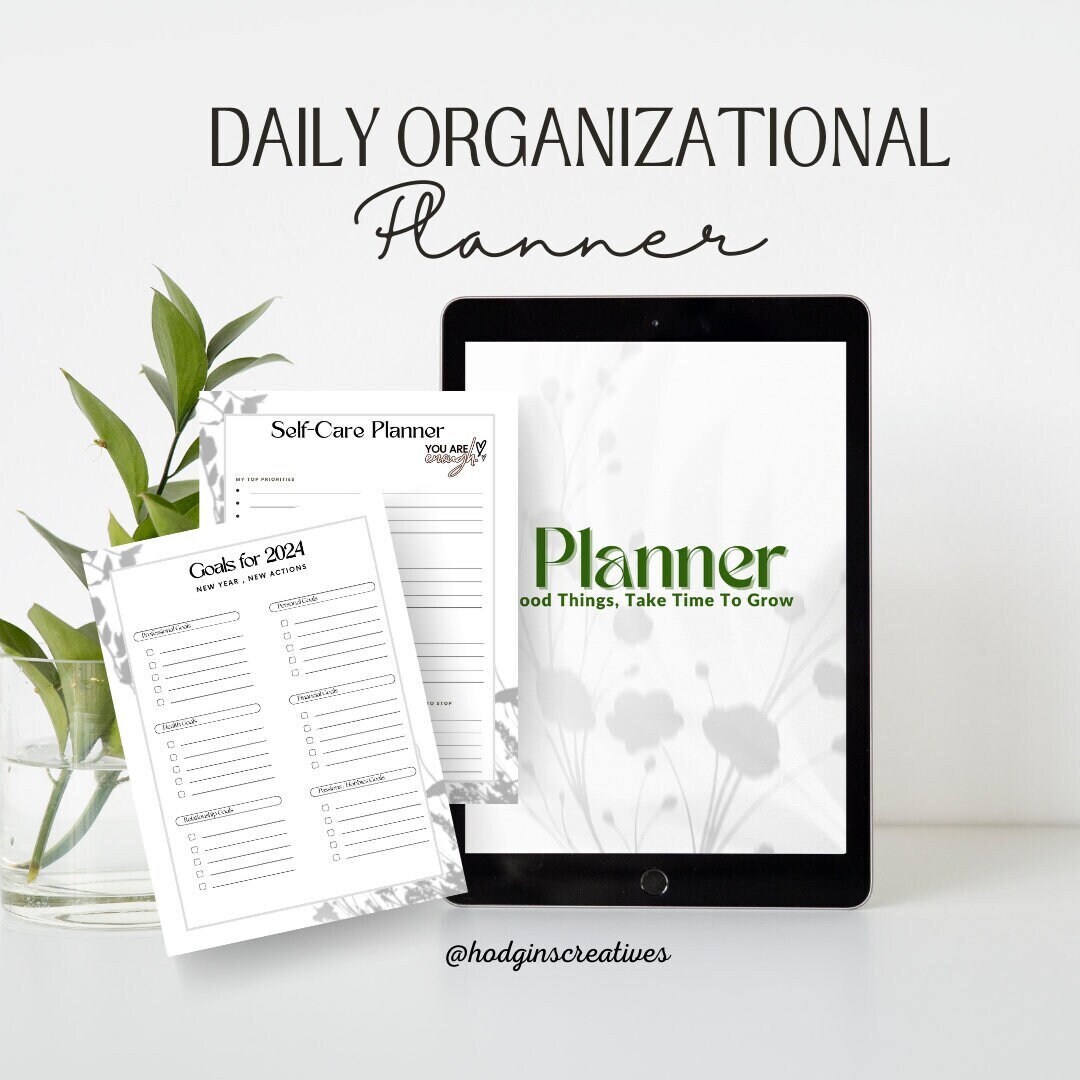 Daily Organization Goal Planner, Simple Minimalist Design, Vision Board ...