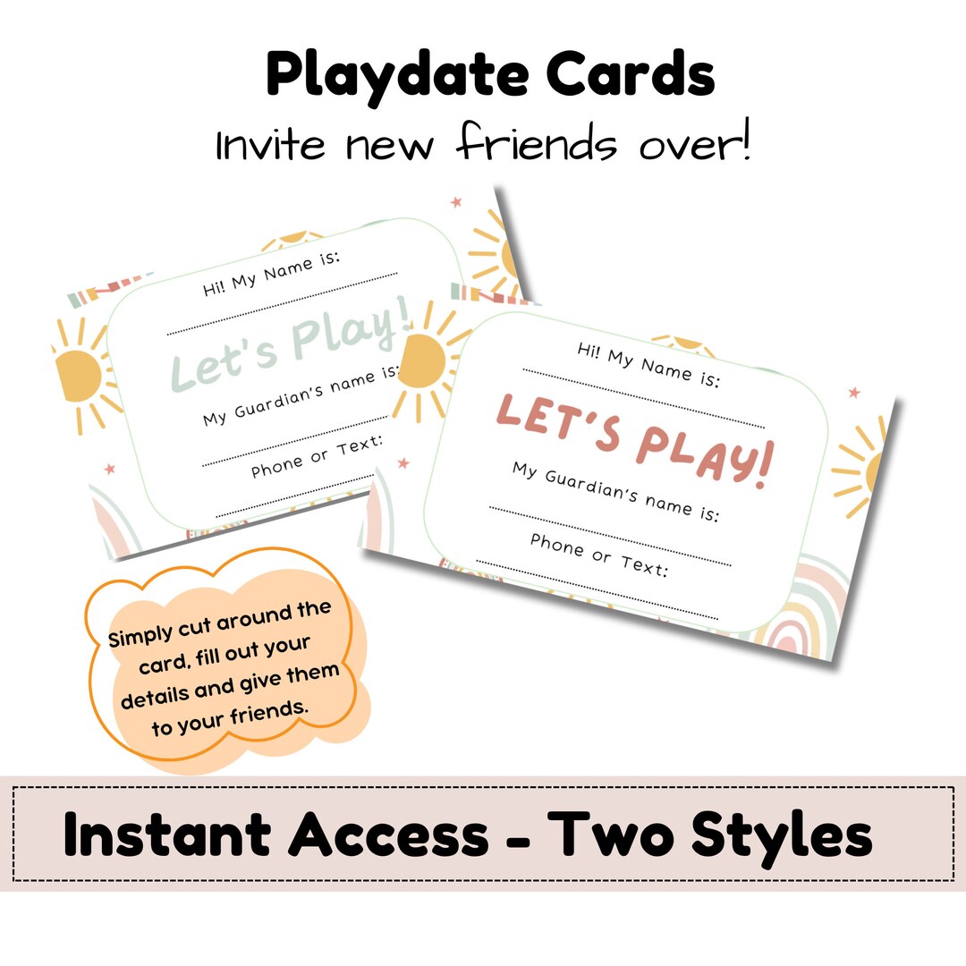Playdate Invitation Meet up Cards for Kids and Toddlers-printable - Etsy