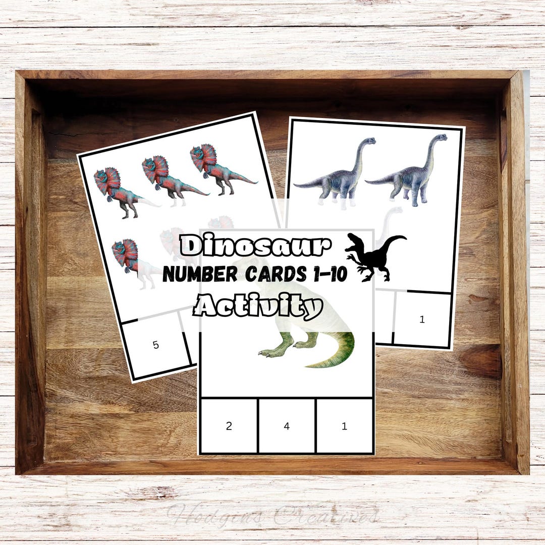 Count to 10 Cards, Preschool Worksheets, Dinosaur, Learning Numbers ...