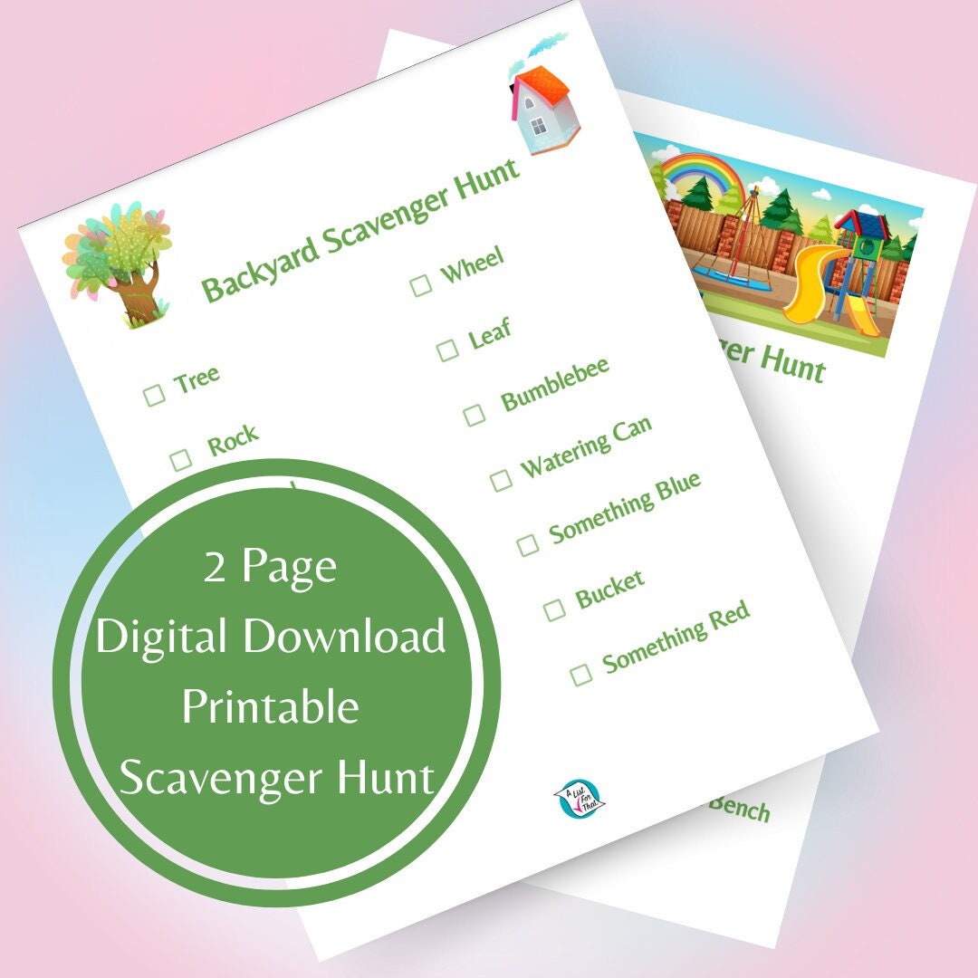 Backyard Scavenger Hunt, Playground Scavenger Hunt, Scavenger Hunt ...