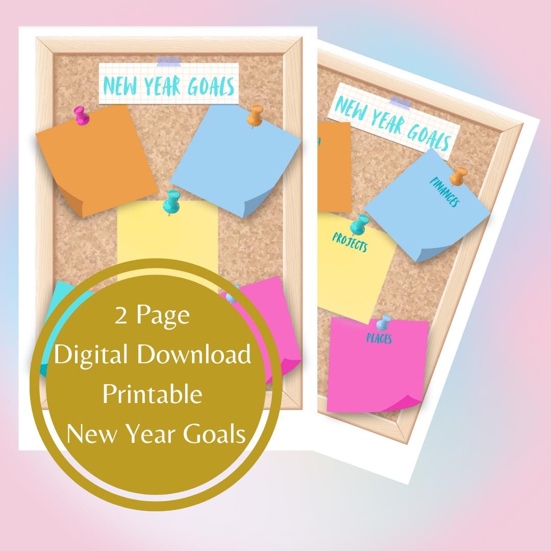 New Years Resolution, New Year Goals, New Year Pin Board Printable, New ...
