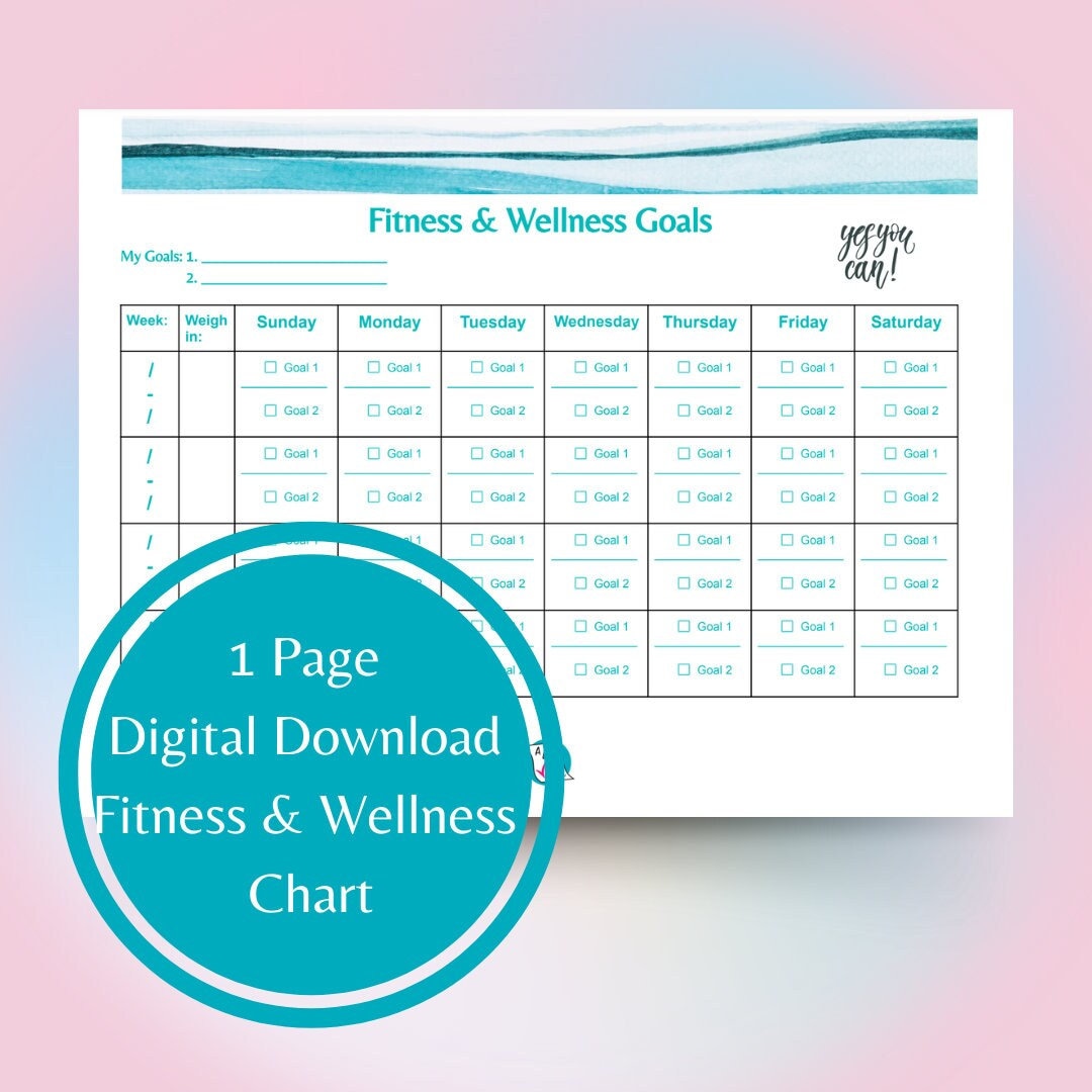 Fitness & Wellness Chart, Health and Wellness, Personal Goal, Personal ...