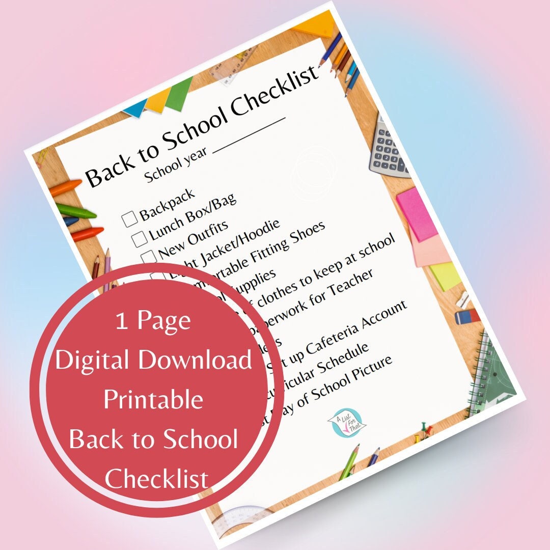 Back to School Checklist, Back to School, Back to School to Do List ...