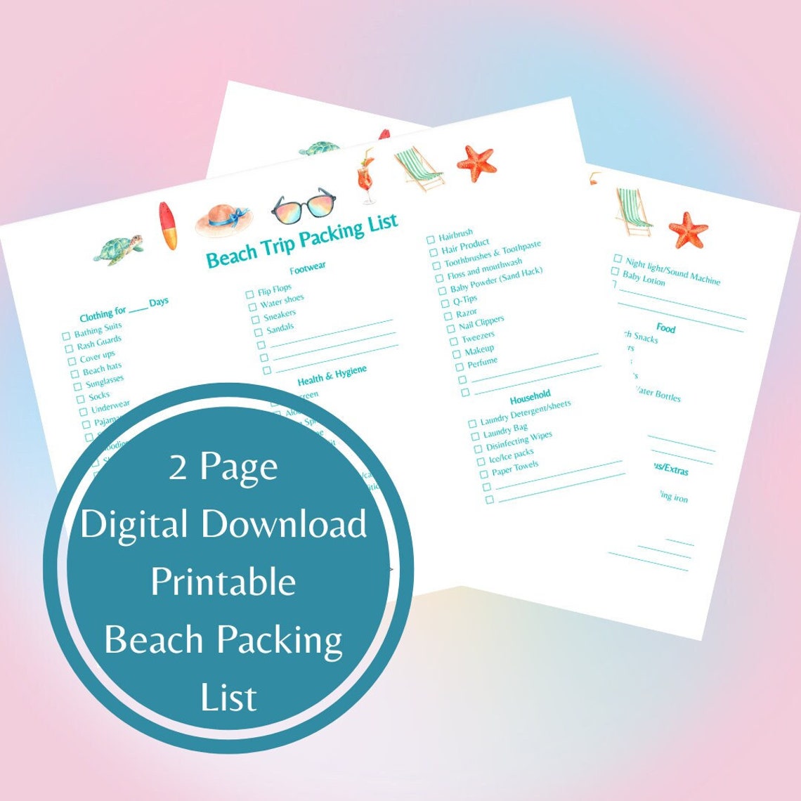 THE Beach Packing List Printable, Vacation Planner, Packing List, Beach ...