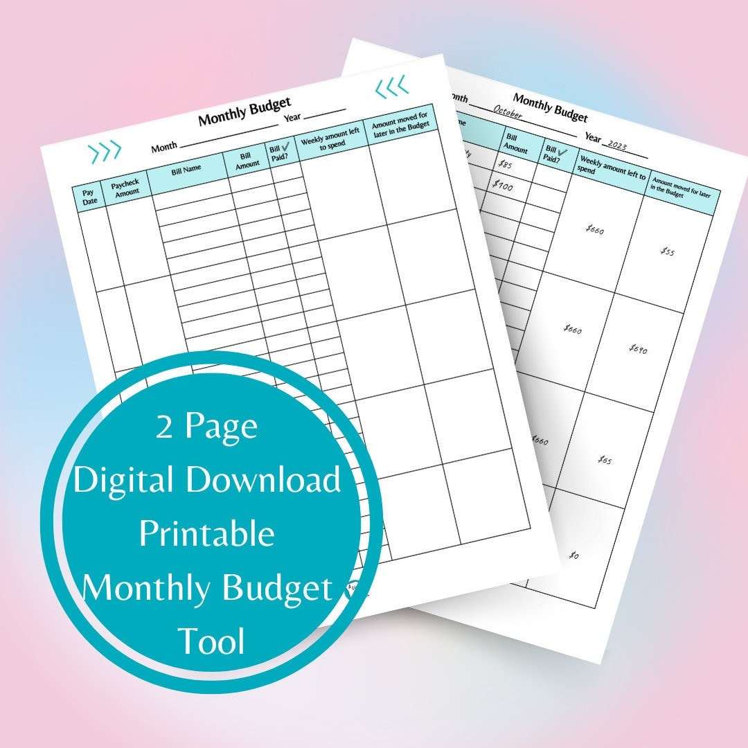Monthly Budget Planner With Example, Personal Finance, Financial ...