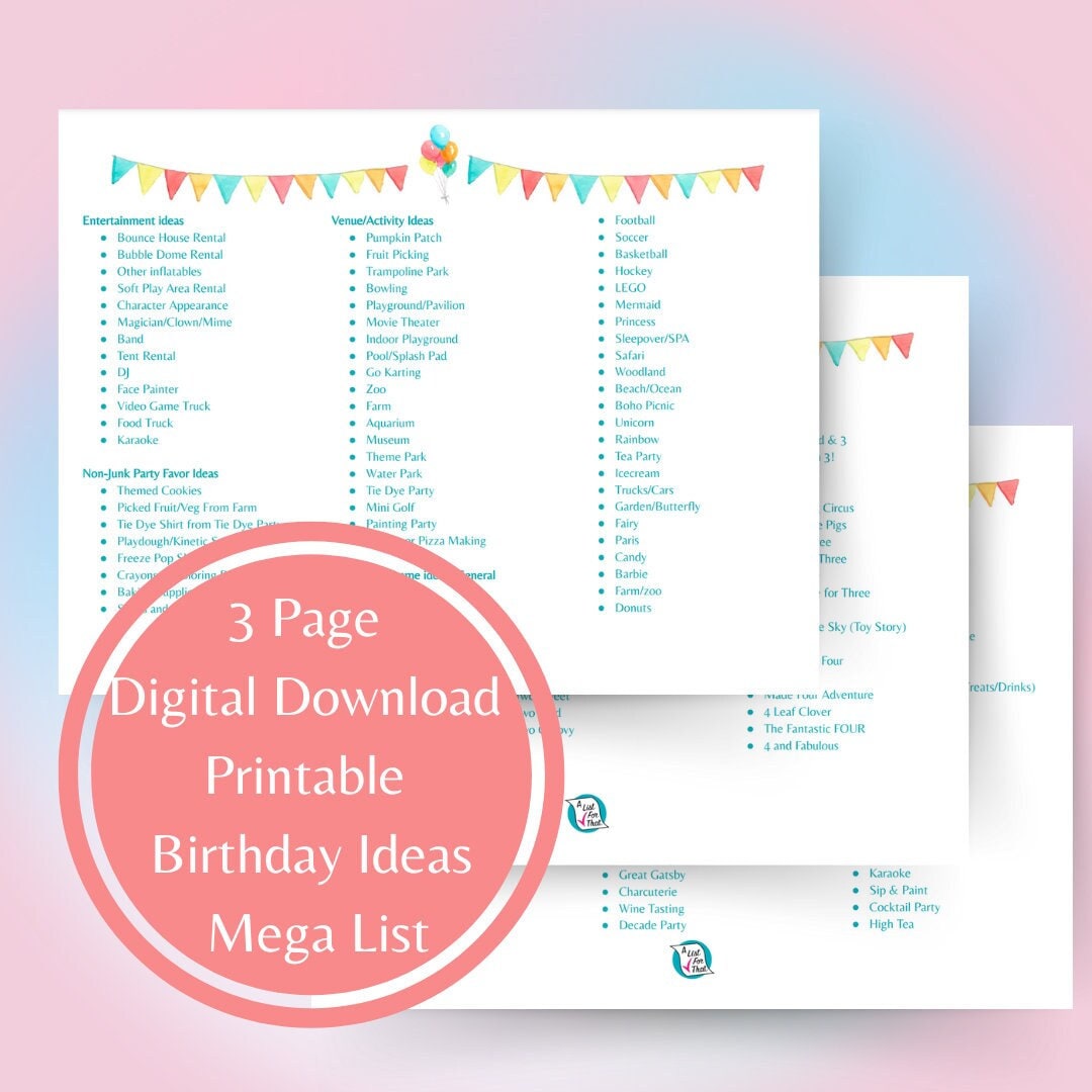 Birthday Planner, 100+ Birthday Ideas, Party Planner, Event Planner ...