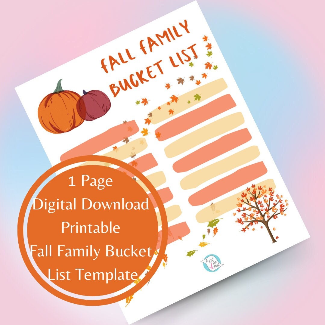 Make Your Own Fall Family Bucket List, Fall Bucket List, Fall ...