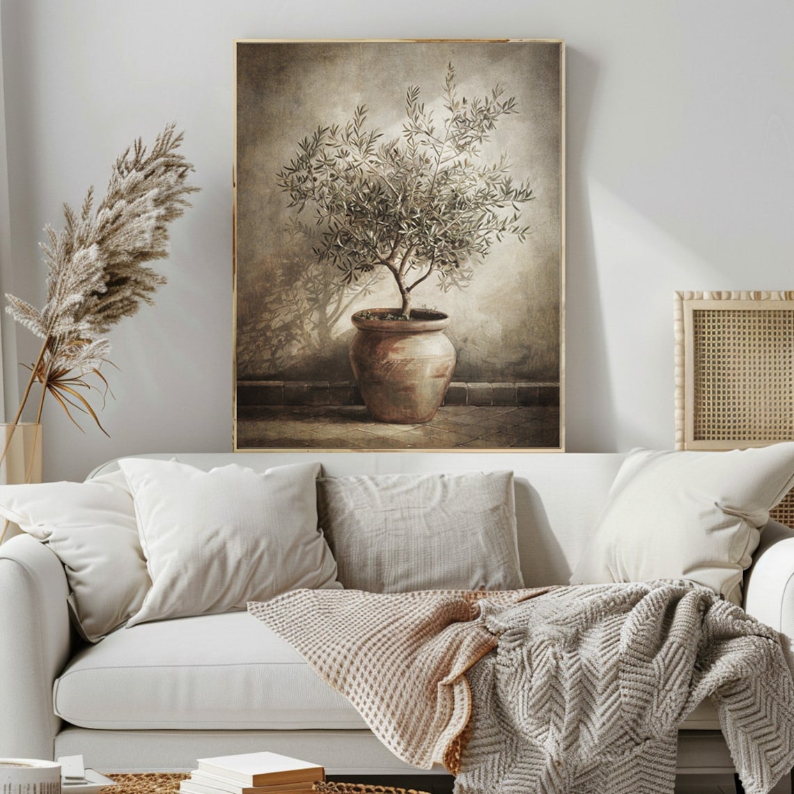 Olive Tree in Vessel Painting Printable Art Muted Toned Art Dark Moody ...