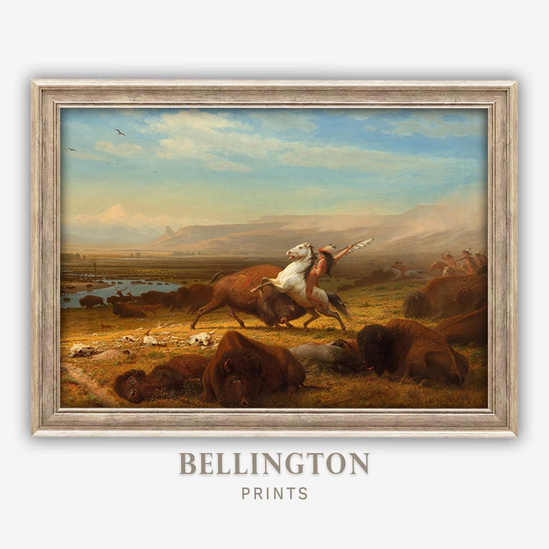 Albert Bierstadt Buffalo Hunt Painting: American West Art (digital ...