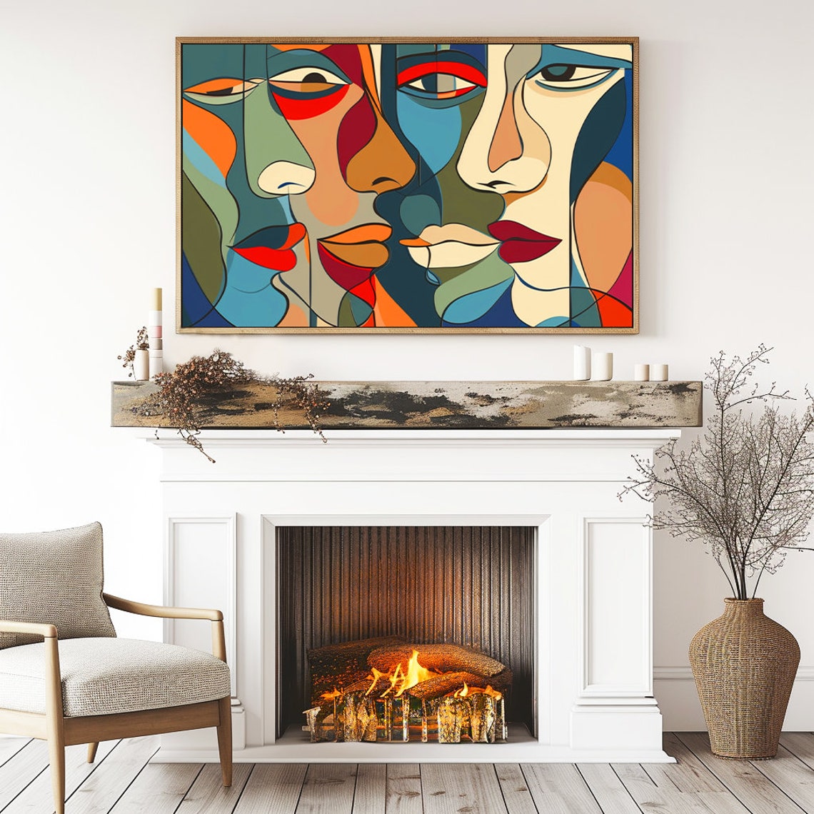 Printable Colorful Pablo Picasso Cubist Wall Art of People Faces Gift ...
