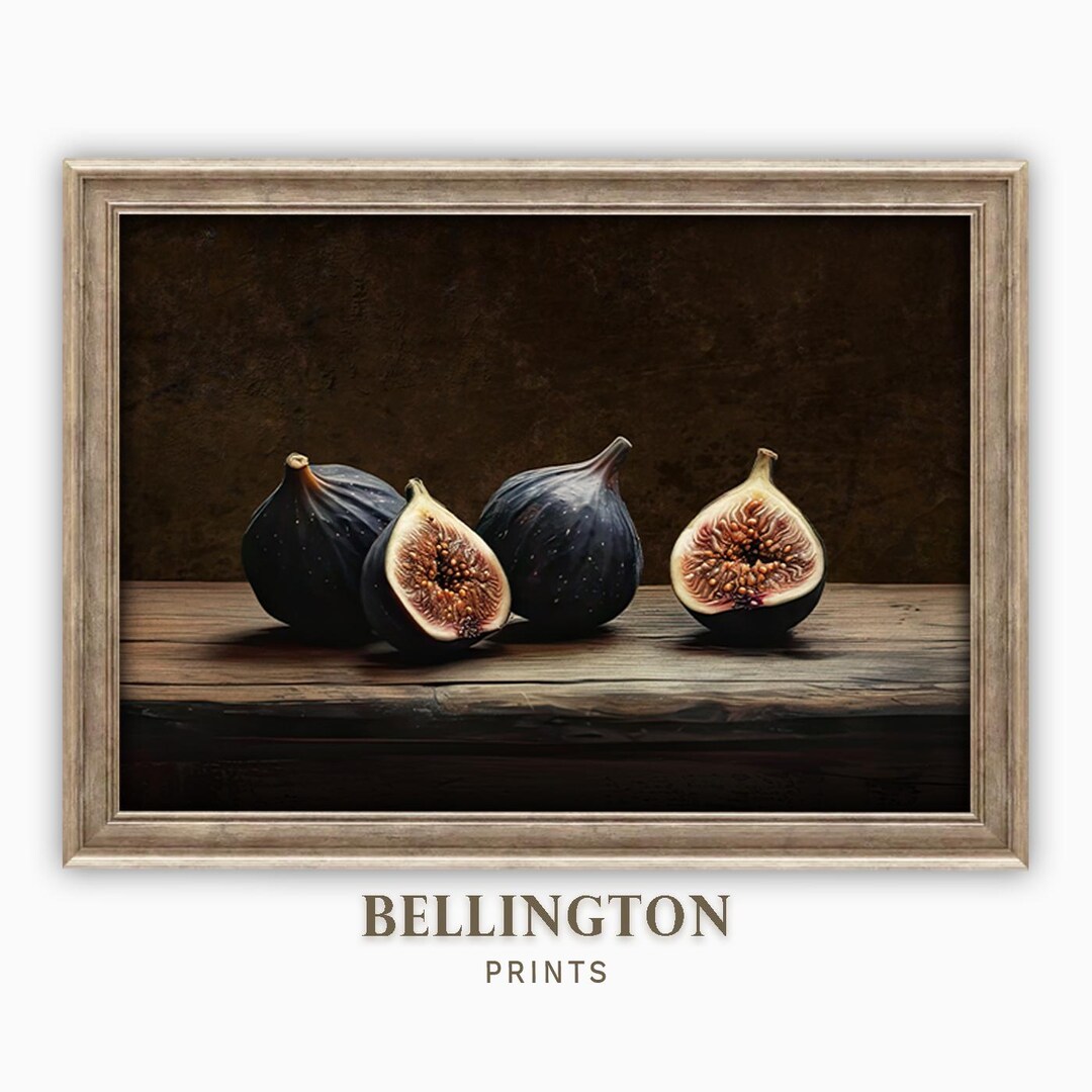 Moody Figs Still Life Art Print: Dark Vintage Botanical (digital ...