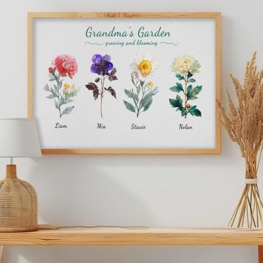 Personalized Family Birth Flower Print: Custom Floral Wall Art - Etsy