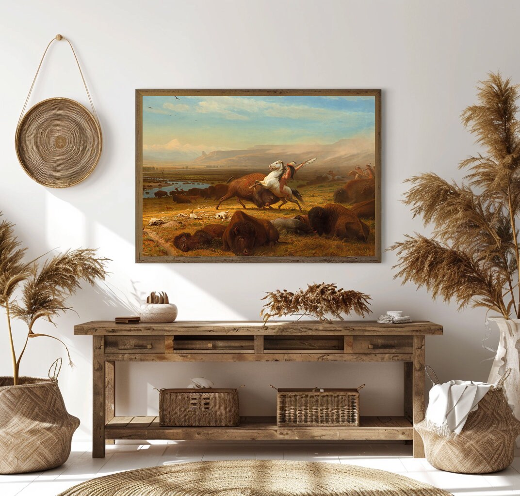 The Last of the Buffalo Printable Oil Painting, Albert Bierstadt ...
