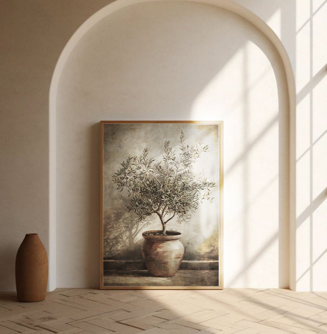 Olive Tree in Vessel Painting Printable Art Muted Toned Art Dark Moody ...