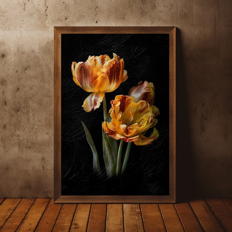 Druckbare Tulpen Stillleben Ölgemälde, Tulpen Wandkunst, Tulpe Wanddekor, Tulpe Kunstdruck ...