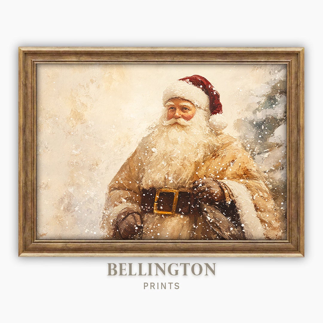 Vintage Santa Christmas Wall Art Printable, Christmas Wall Art, Neutral ...