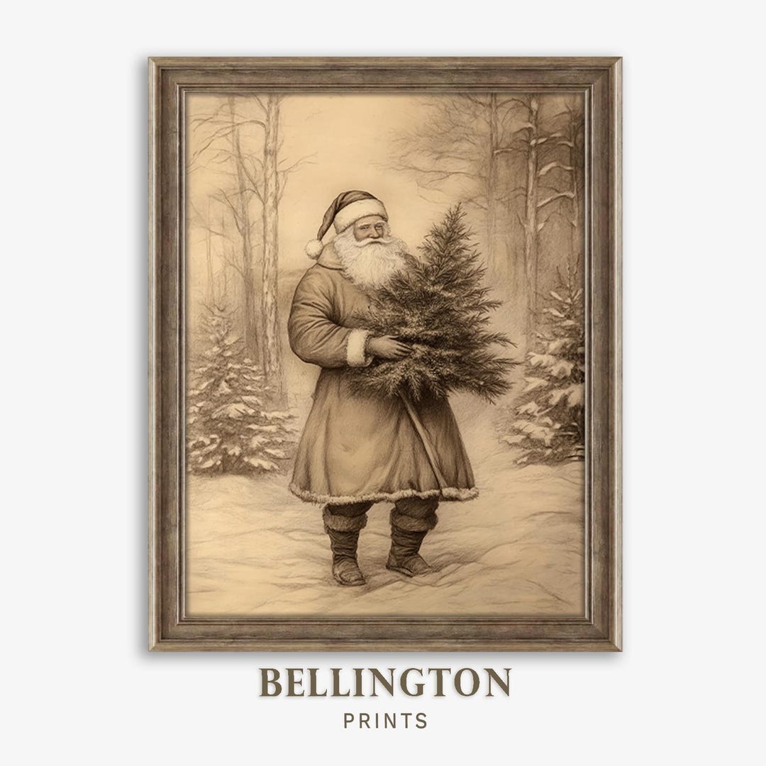 Printable Vintage Santa Christmas Decor, Retri Classic Santa Artwork ...