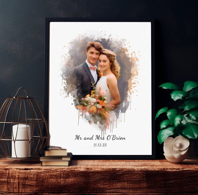 Wedding Proposal, Watercolor Couple Perfect Match, Engagement Portrait ...