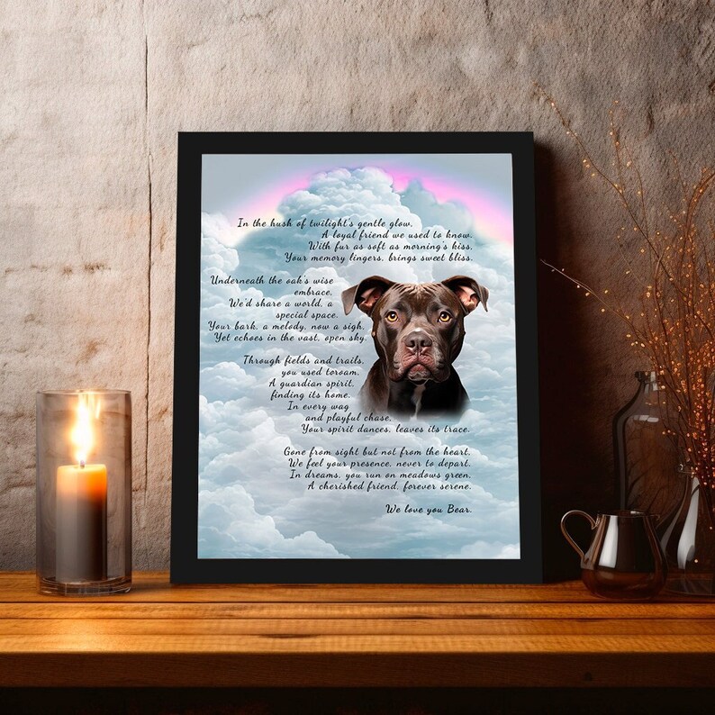 Custom Poem With Photo in Memory of Pet Portrait With Poem - Etsy