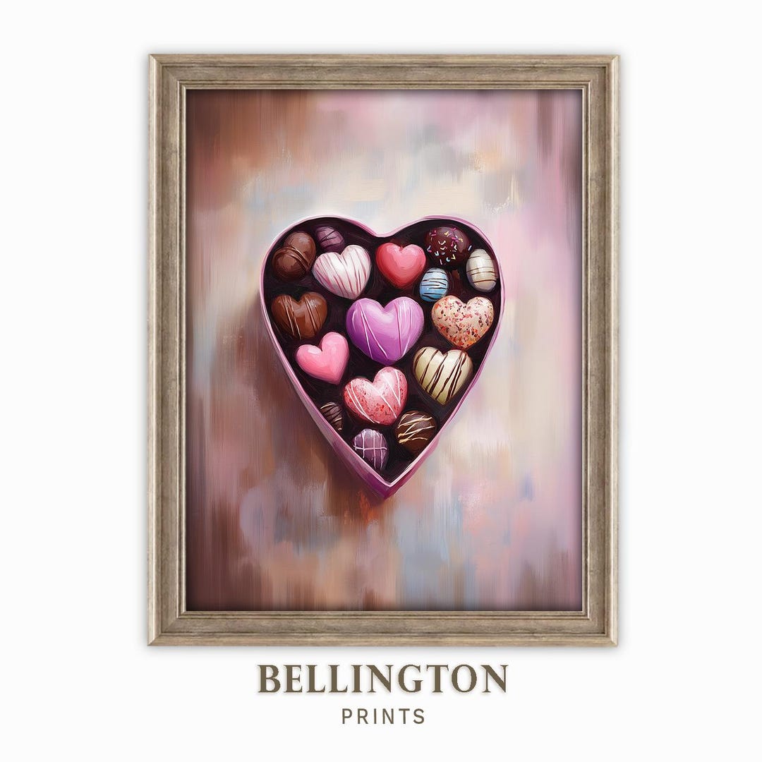 Valentine Heart Shaped Chocolate Box Printable Wall Art Gift, Valentine ...