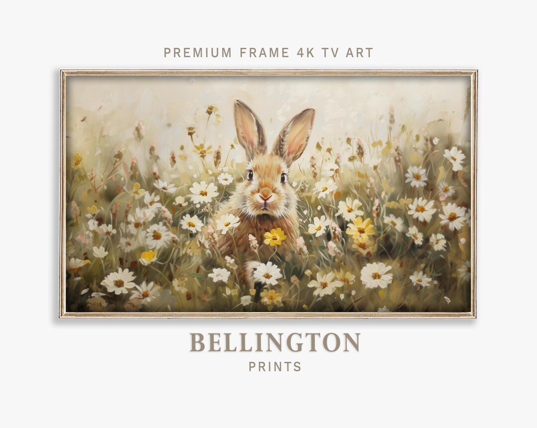Bunny & Wildflower Field Frame TV Art: Spring Easter Decor (digital ...
