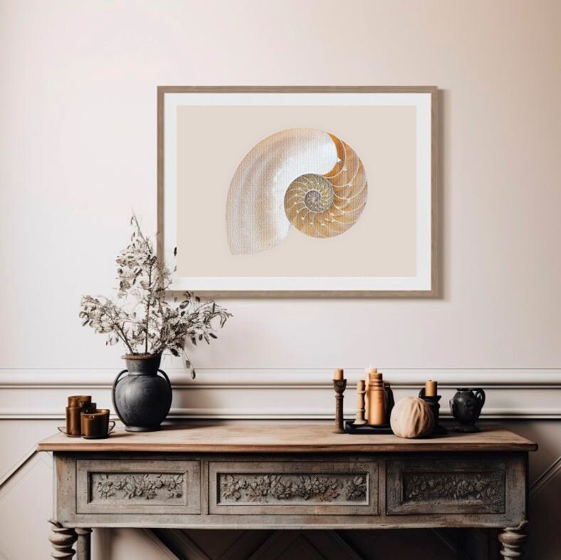 Printable Seashell Wall Art, Seashell Art, Seashell Bathroom Decor ...