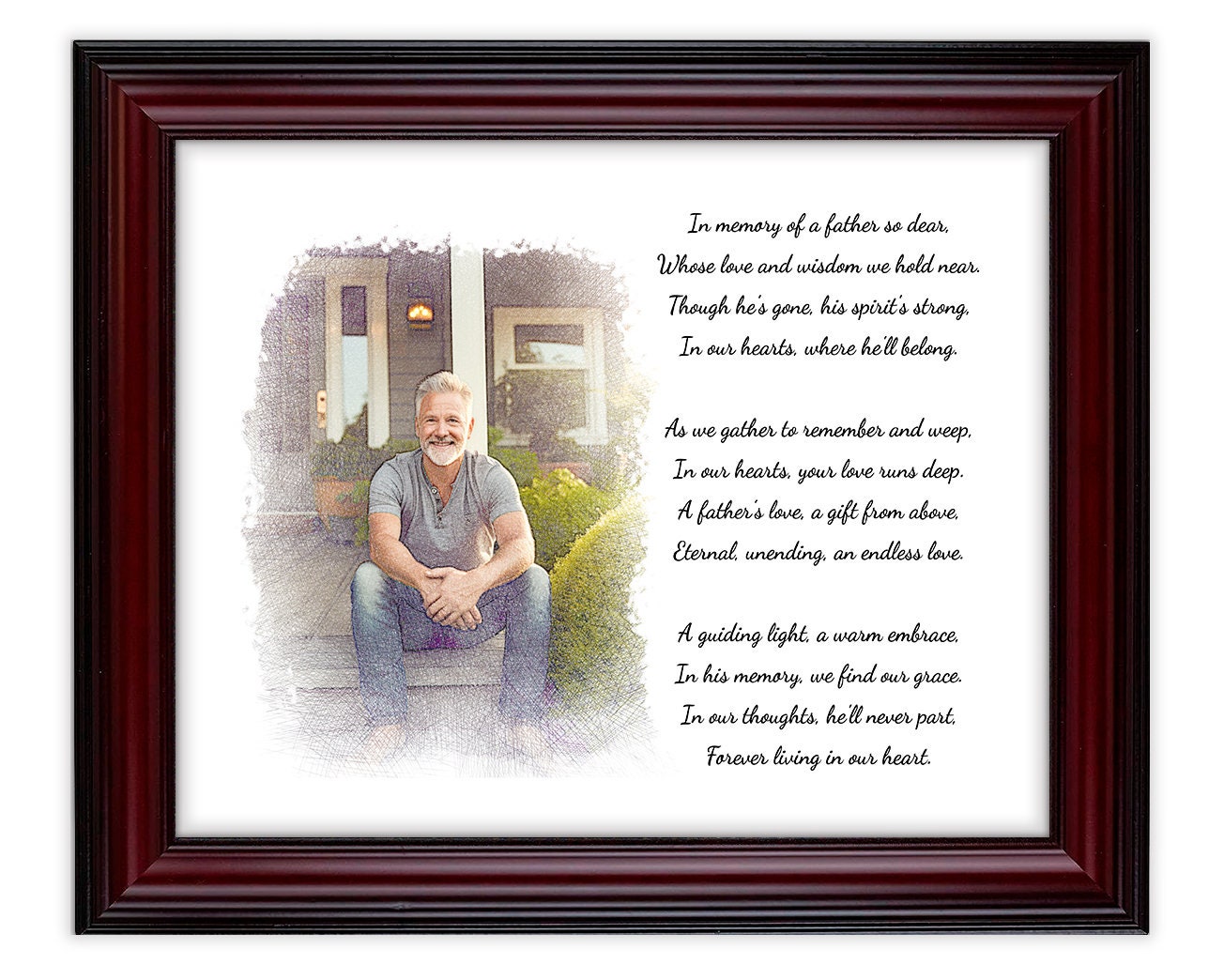 Custom Poem on Photo Portrait Loss of Father Gift for - Etsy