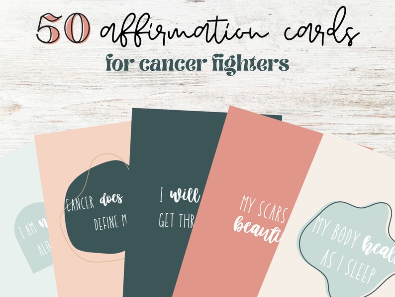 50 Affirmation Cards for Cancer Fighters, Printable Affirmation Cards ...