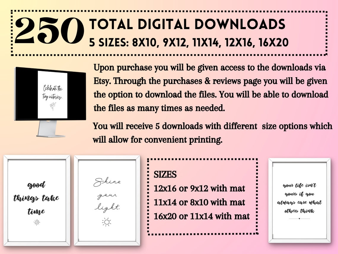 50 Positive Wall Art Designs, Printable Minimalistic Affirmation ...