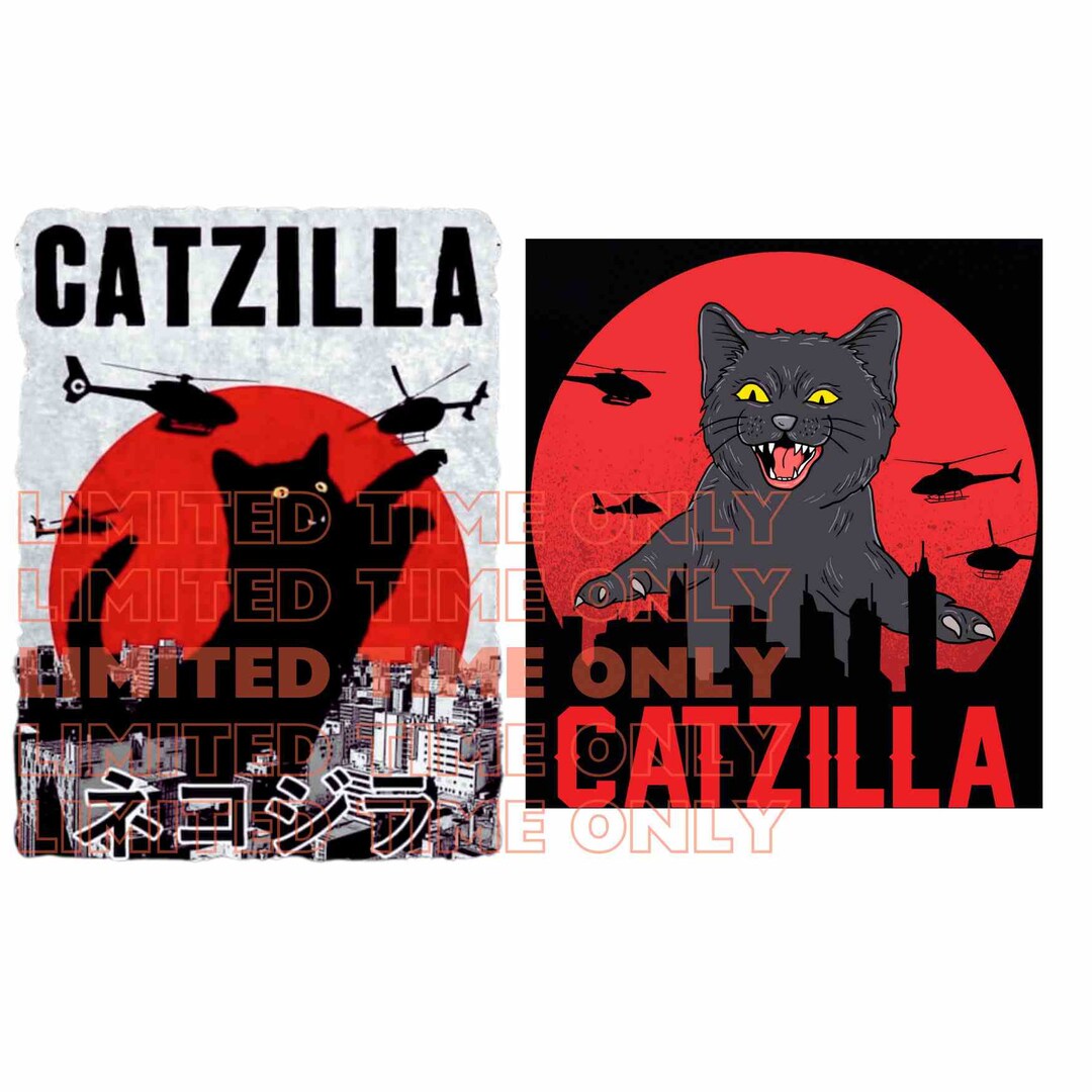 Funny Cat PNG Bundle, Catzilla, Godzilla Parody Digital Files - Etsy