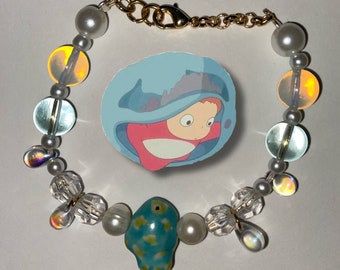 Ponyo Keychains Bracelet Studio Ghibli Ponyo Movie Cute Animated Kawaii ...