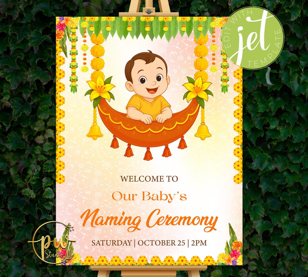Baby Naming Ceremony Welcome Sign Cradle Ceremony Sign, Namkaran ...