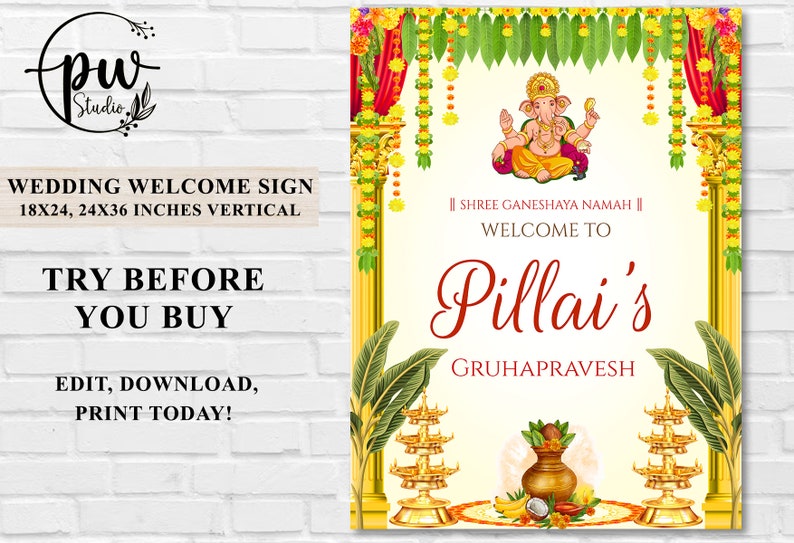 Ganesh Puja Sign & Indian Pooja Sign, as Grihapravesh Sign as ...