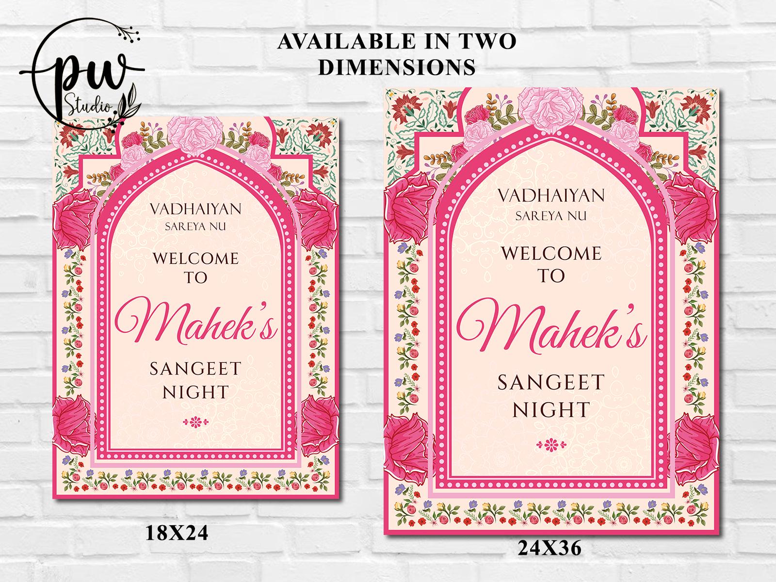 Welcome Sign, Sangeet Wedding Sign, Customizable, Anand Karaj ...