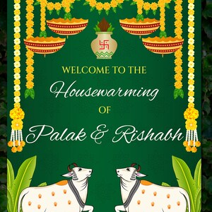Gruhapravesam Sign With Cow & Gruhapravesham Sign, Indian Housewarming ...