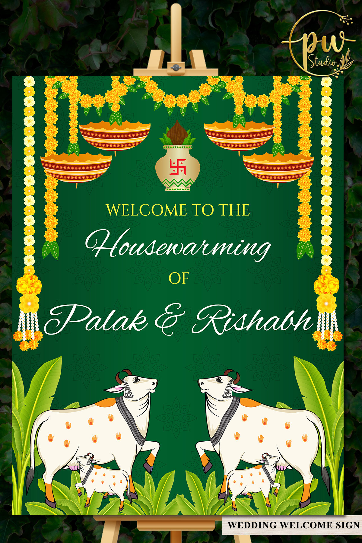 Gruhapravesam Sign With Cow & Gruhapravesham Sign, Indian Housewarming ...