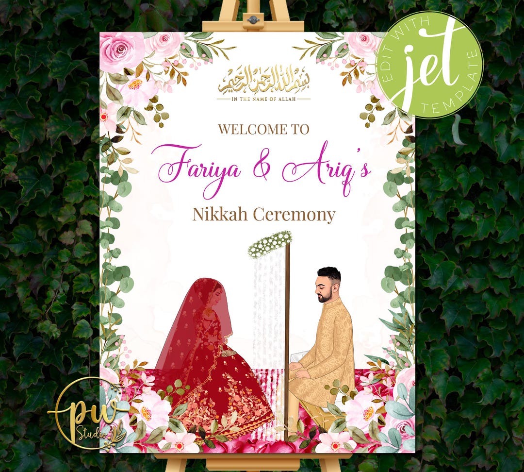Nikkah Signages, Muslim Wedding Sign as Nikah Welcome Sign, Muslim ...