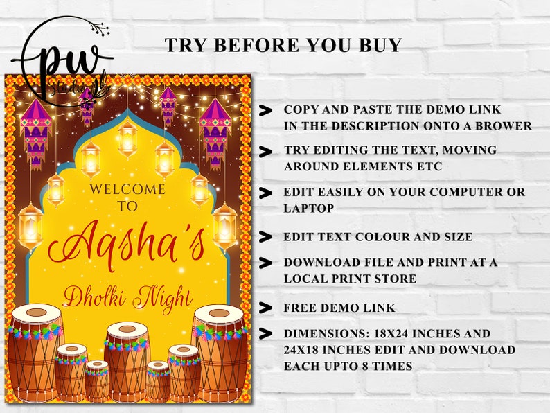 Dholki Decorations & Dholki Welcome Signs, Muslim Dholki Signs as ...