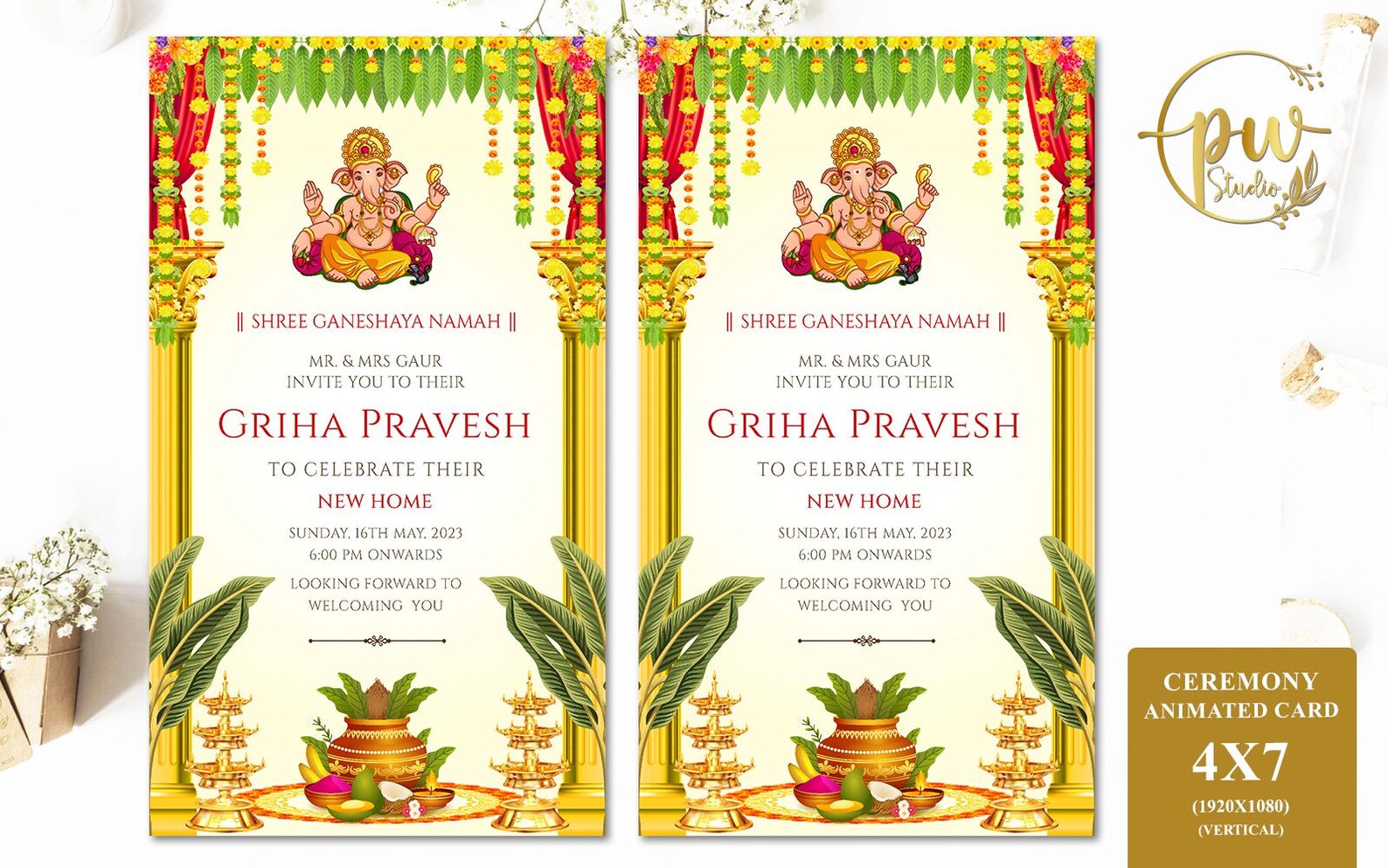 Gruhapravesham Invitation & Grihapravesh Invite, Indian Housewarming ...