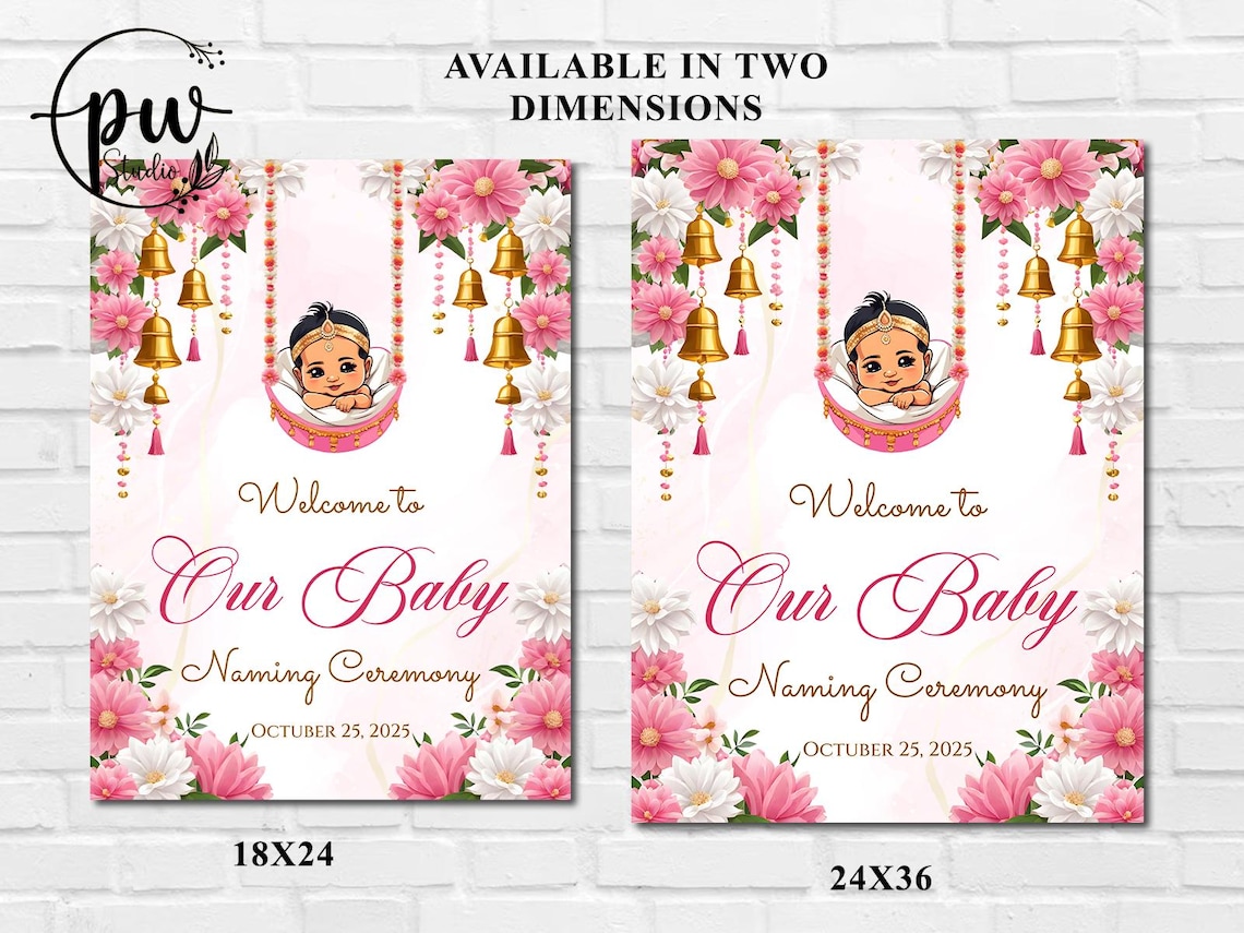 Namkaran Sanskar Sign & Indian Baby Welcome Sign, Noolukettu Barasala ...