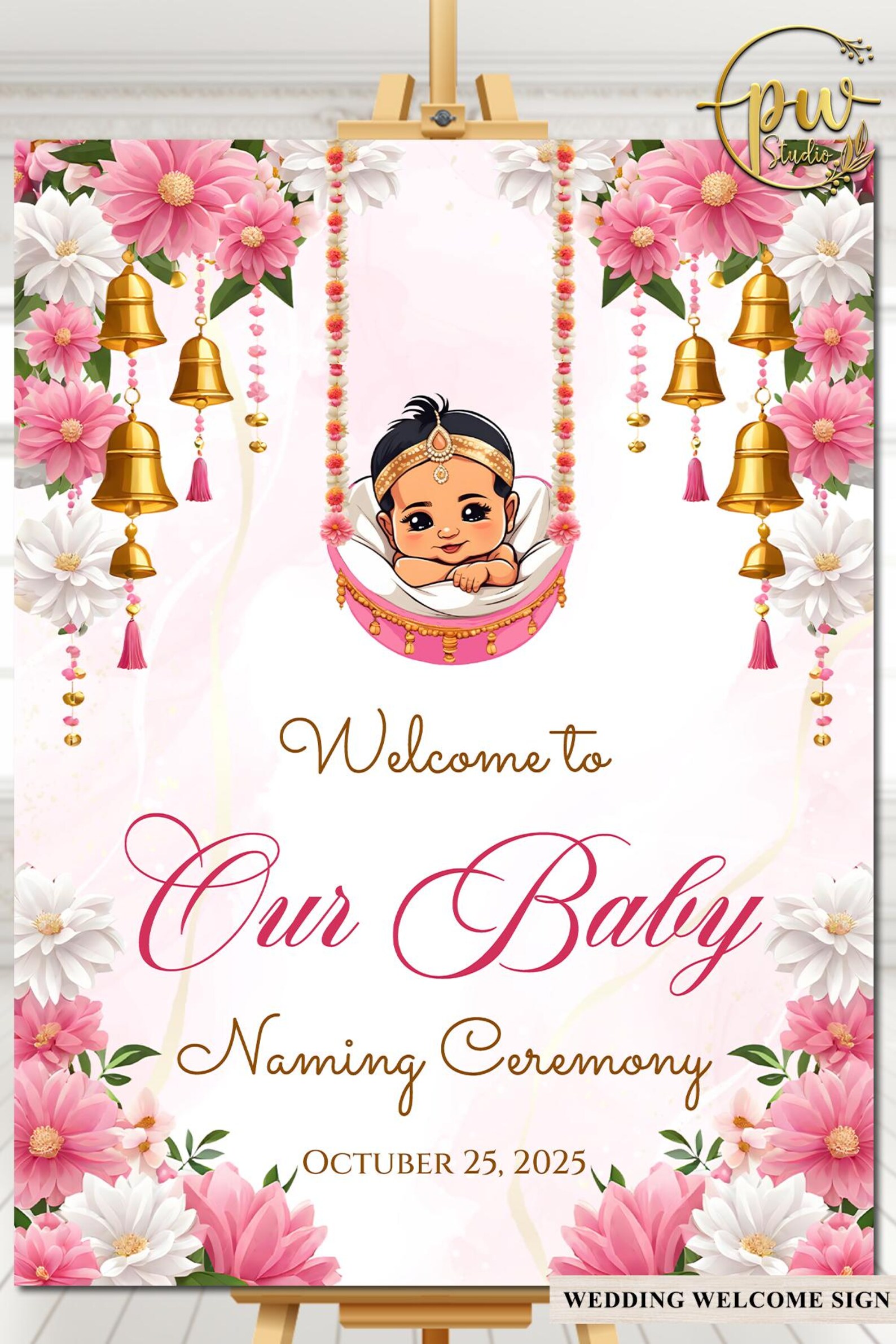 Namkaran Sanskar Sign & Indian Baby Welcome Sign, Noolukettu Barasala ...