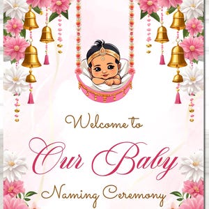 Namkaran Sanskar Sign & Indian Baby Welcome Sign, Noolukettu Barasala ...